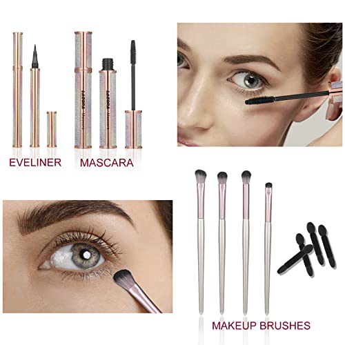 Full Makeup Gift Sets For Women - 78 Colors Makeup Palette Include Eyeshadow,Lipstick,Blush,Contour,Concealer, Mascara, Eyebrow Powder, Eyeliner Pencil, Mirror + 4Pcs Metallic Makeup Brushes