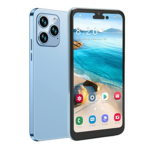 I14pro Max 4G Cell Phone, 6.1in IPS HD Screen, 4GB RAM 64GB ROM, Dual Card Dual Standby, 16MP Rear 8MP Front, 4000mAh Battery, Face Unlocked Android 11 Smartphone(Blue)