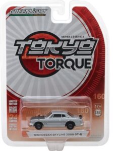 greenlight 47010-c tokyo torque series 3 - 1972 skyline 2000 gt-r - silver 1/64 scale