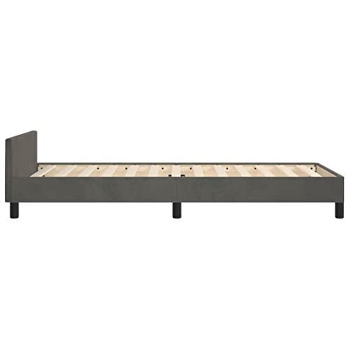 vidaXL Bed, Upholstered Platform Bed Frame with Headboard, Single Bed Base with Wooden Slats Support, Dark Gray 39.4"x74.8" Twin Velvet