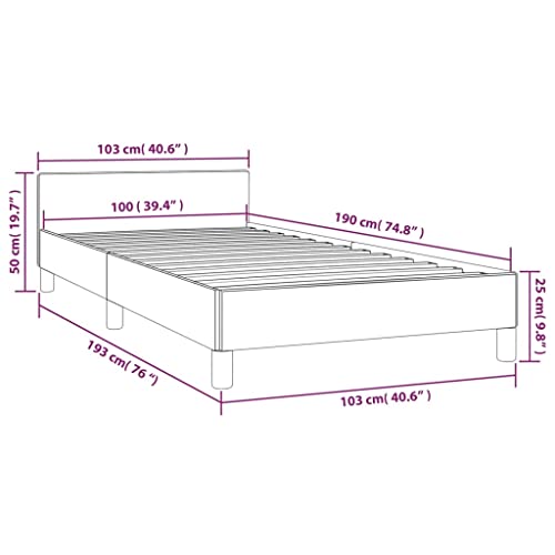 vidaXL Bed, Upholstered Platform Bed Frame with Headboard, Single Bed Base with Wooden Slats Support, Dark Gray 39.4"x74.8" Twin Velvet