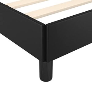 vidaXL Bed, Bed Frame with Headboard, Upholstered Platform Bed, Single Bed Base with Wooden Slats Support, Black 39.4"x74.8" Twin Faux Leather