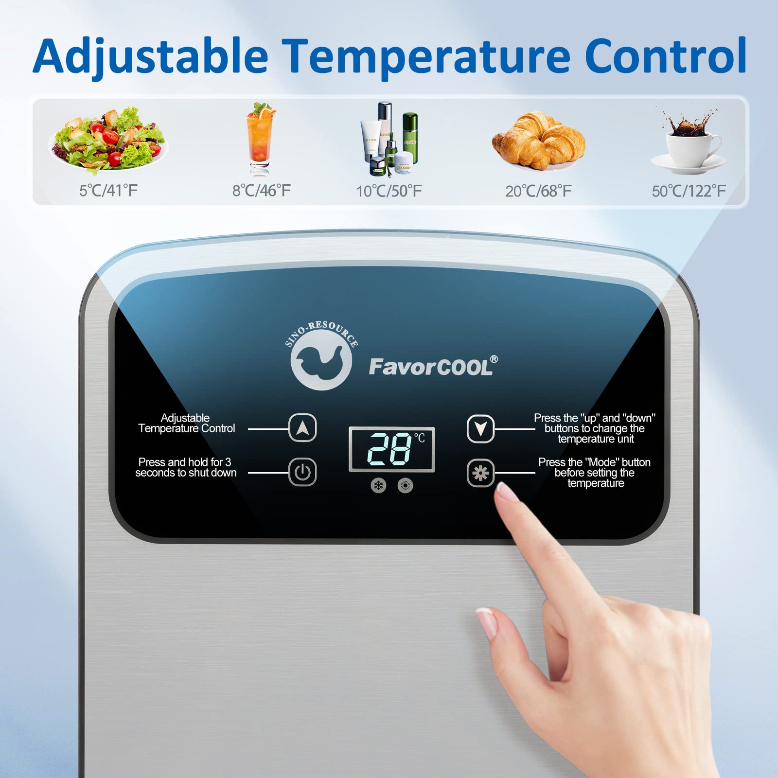 FavorCOOL 13.5L Compact Refrigerator, Single Door Mini Fridge With Digital Thermostat Display And Control Temperature, 12V AC/DC Portable Cooler Warmer