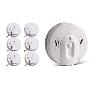 kidde smoke detector, hardwired smoke alarm, pack of 6 & smoke & carbon monoxide detector, battery powered, combination smoke & co alarm, voice alert