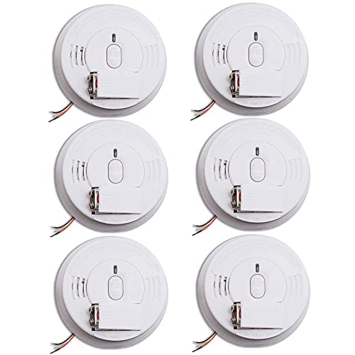 Kidde Smoke Detector, Hardwired Smoke Alarm, Pack of 6 & Smoke & Carbon Monoxide Detector, Battery Powered, Combination Smoke & CO Alarm, Voice Alert