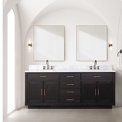 Bell+Modern Shelter 80 in W x 22 in D Black Oak Double Bath Vanity and Carrara Marble Top