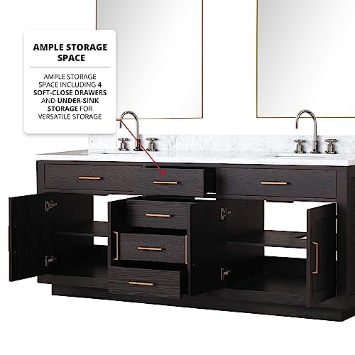 Bell+Modern Shelter 80 in W x 22 in D Black Oak Double Bath Vanity and Carrara Marble Top