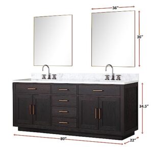 Bell+Modern Shelter 80 in W x 22 in D Black Oak Double Bath Vanity and Carrara Marble Top