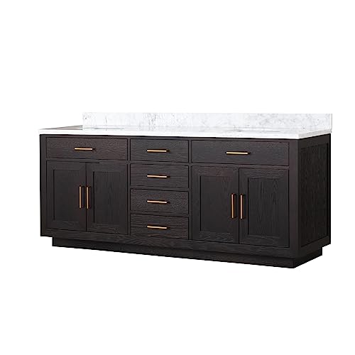 Bell+Modern Shelter 80 in W x 22 in D Black Oak Double Bath Vanity and Carrara Marble Top