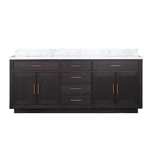 Bell+Modern Shelter 80 in W x 22 in D Black Oak Double Bath Vanity and Carrara Marble Top