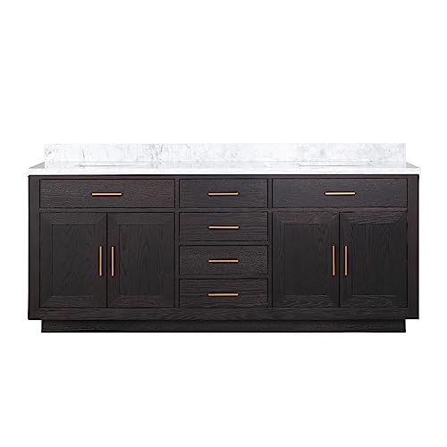 Bell+Modern Shelter 80 in W x 22 in D Black Oak Double Bath Vanity and Carrara Marble Top