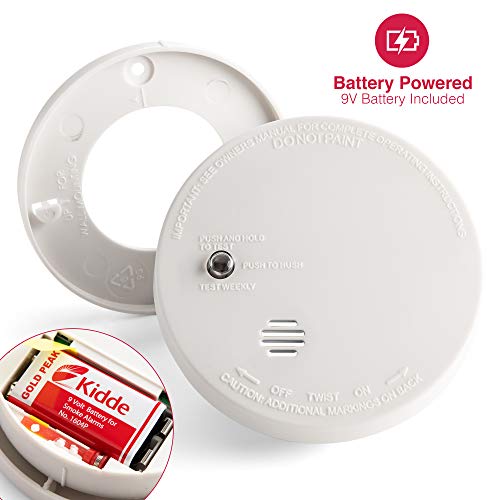 Kidde Fire Sentry Smoke Detector, 9V Battery Powered Smoke Alarm, 4 Inch Compact Design & Smoke Detector, Battery Powered with Test Button