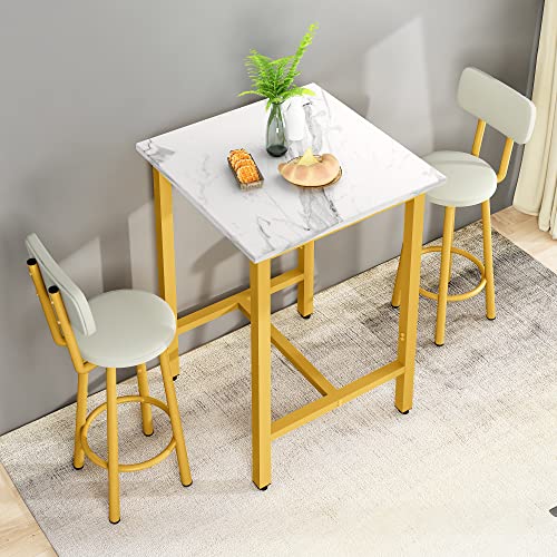 AWQM Table, 3-Piece Set, White & Gold