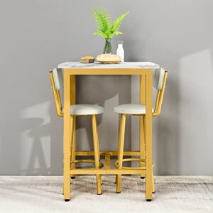 AWQM Table, 3-Piece Set, White & Gold