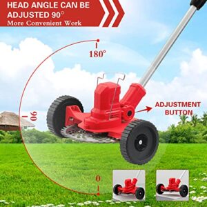 Brushless Electric Weed Wacker 57 Inch 750W Lightweight Push Brush Cutter 6A Battery Powered 9 Inch Metal Circular Saw Blade, 1 Straight Blade and 12 Inch Cutting Swath for Garden Yard Dense Weeds