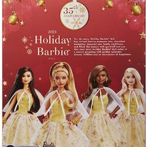 2023 Holiday Barbie Doll, Seasonal Collector Gift, Barbie Signature, Golden Gown and Displayable Packaging, Light Brown Hair