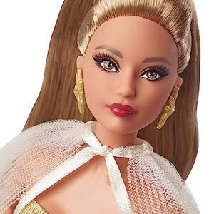 2023 Holiday Barbie Doll, Seasonal Collector Gift, Barbie Signature, Golden Gown and Displayable Packaging, Light Brown Hair