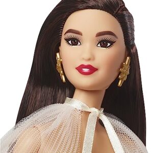 2023 Holiday Barbie Doll, Seasonal Collector Gift, Barbie Signature, Golden Gown and Displayable Packaging, Black Hair