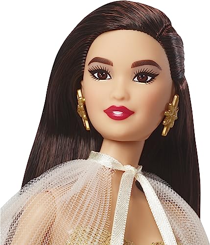 2023 Holiday Barbie Doll, Seasonal Collector Gift, Barbie Signature, Golden Gown and Displayable Packaging, Black Hair