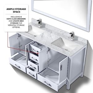 Bell+Modern Big Sur 60 in. W x 22 in. D White Double Bath Vanity and White Quartz Top