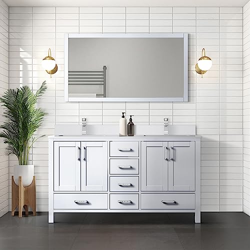 Bell+Modern Big Sur 60 in. W x 22 in. D White Double Bath Vanity and White Quartz Top