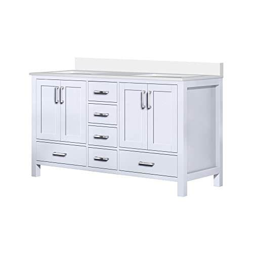 Bell+Modern Big Sur 60 in. W x 22 in. D White Double Bath Vanity and White Quartz Top