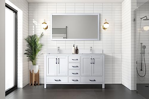 Bell+Modern Big Sur 60 in. W x 22 in. D White Double Bath Vanity and White Quartz Top