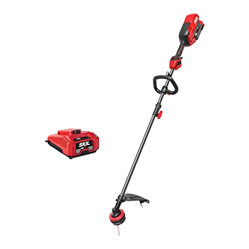 SKIL PWR CORE 40 Brushless 40V 16'' Multi-Head String Trimmer Kit Includes Power Head, String Trimmer Attachment, 4.0Ah Battery and Charger- PLT1500C-10