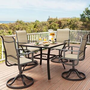 yitahome patio dining set, 5-piece outdoor patio dining set including 37" square patio dining table and 4 swivel dining chairs, outdoor dining set ideal for patio lawn garden porch