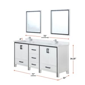 Bell+Modern Augustine 72 in W x 22 in D White Double Bath Vanity and White Quartz Top