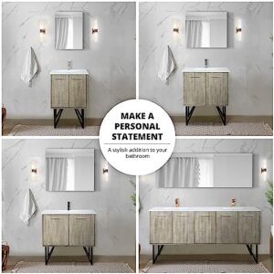 Bell+Modern Fairfield 30 in W x 20 in D Rustic Acacia Bath Vanity, Cultured Marble Top and 28 in Mirror