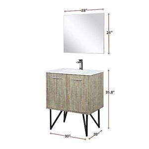 Bell+Modern Fairfield 30 in W x 20 in D Rustic Acacia Bath Vanity, Cultured Marble Top and 28 in Mirror