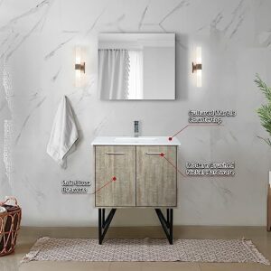 Bell+Modern Fairfield 30 in W x 20 in D Rustic Acacia Bath Vanity, Cultured Marble Top and 28 in Mirror