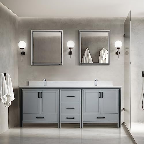 Bell+Modern Augustine 80 in W x 22 in D Dark Grey Double Bath Vanity and White Quartz Top