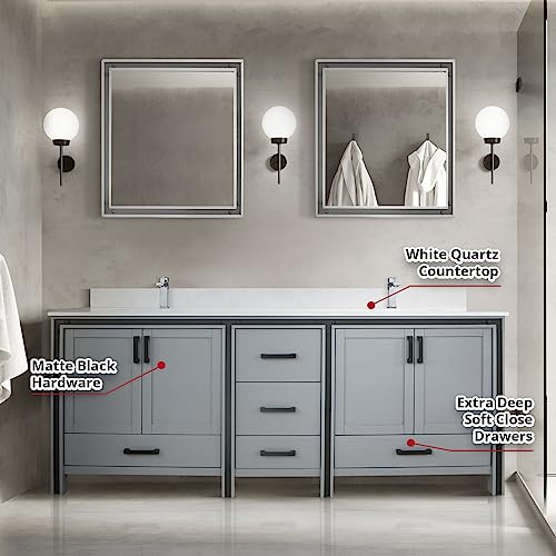 Bell+Modern Augustine 80 in W x 22 in D Dark Grey Double Bath Vanity and White Quartz Top