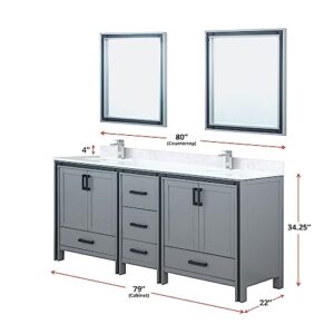 Bell+Modern Augustine 80 in W x 22 in D Dark Grey Double Bath Vanity and White Quartz Top