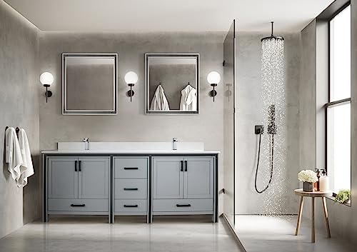 Bell+Modern Augustine 80 in W x 22 in D Dark Grey Double Bath Vanity and White Quartz Top