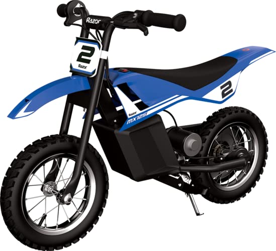 Razor MX125 Dirt Rocket Electric-Powered Dirt Bike with Authentic Motocross Dirt Bike Geometry, Rear-Wheel Drive,100-watt, high-Torque, Chain-Driven Motor, for Kids 7+