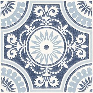 floorpops 12-in by 12-in blue ezra vinyl peel & stick floor tiles (10 tiles), (10 sq.ft./carton)