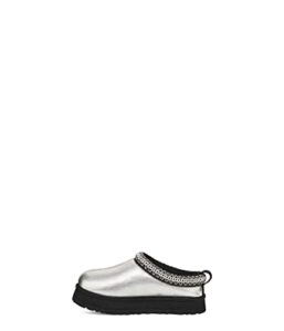 ugg girls k tazz leather slipper, silver metallic, 4 big kid