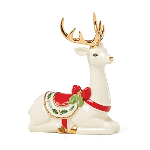 Lenox Laying Reindeer Figurine, 0.66, Multi