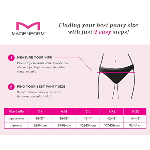 Maidenform Barely There Women's Underwear Bikini Pack, Invisible Look Panties, 3-Pack, Black/Marker Floral Print/Navy