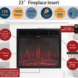 DACOM 29'' Wood Electric Fireplace Mantel- Package Freestanding Heater Corner Firebox with Log Hearth and AdjustableRemote Control