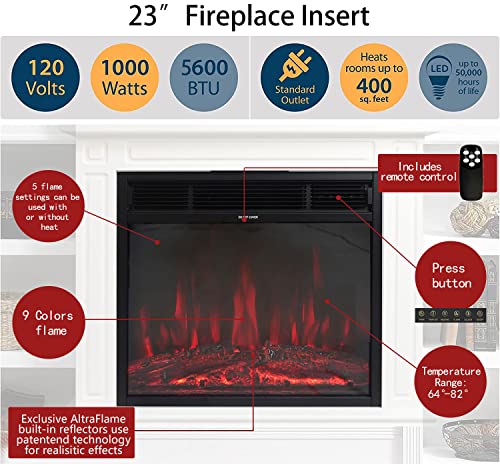 DACOM 29'' Wood Electric Fireplace Mantel- Package Freestanding Heater Corner Firebox with Log Hearth and AdjustableRemote Control