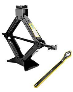 qwork 4409 lbs scissor jack for car, steel scissor lift jack car kit, car tire jack for auto/suv/mpv, with saving effort ratchet, black