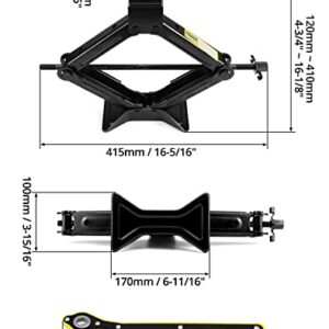 QWORK 4409 lbs Scissor Jack for Car, Steel Scissor Lift Jack Car Kit, Car Tire Jack for Auto/SUV/MPV, with Saving Effort Ratchet, Black