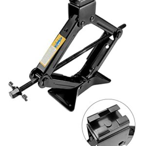 QWORK 4409 lbs Scissor Jack for Car, Steel Scissor Lift Jack Car Kit, Car Tire Jack for Auto/SUV/MPV, with Saving Effort Ratchet, Black