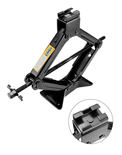 QWORK 4409 lbs Scissor Jack for Car, Steel Scissor Lift Jack Car Kit, Car Tire Jack for Auto/SUV/MPV, with Saving Effort Ratchet, Black