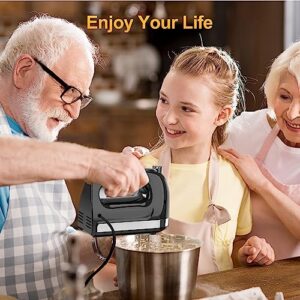 Hand Mixer Electric, 400W Food Mixer 5 Speed Handheld Mixer, 5 Stainless Steel Accessories, Storage Box, Kitchen Mixer with Cord for Cream, Cookies, Dishwasher Safe, Black