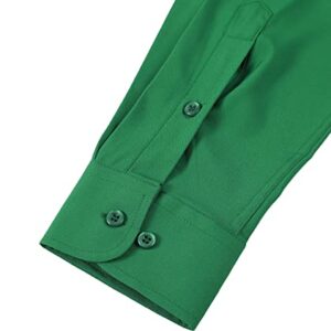 Mens Dress Shirt Slim Fit Long Sleeve Button Down Shirt Suit Wear No Tuck Green Medium Camisas De Vestir para Hombre